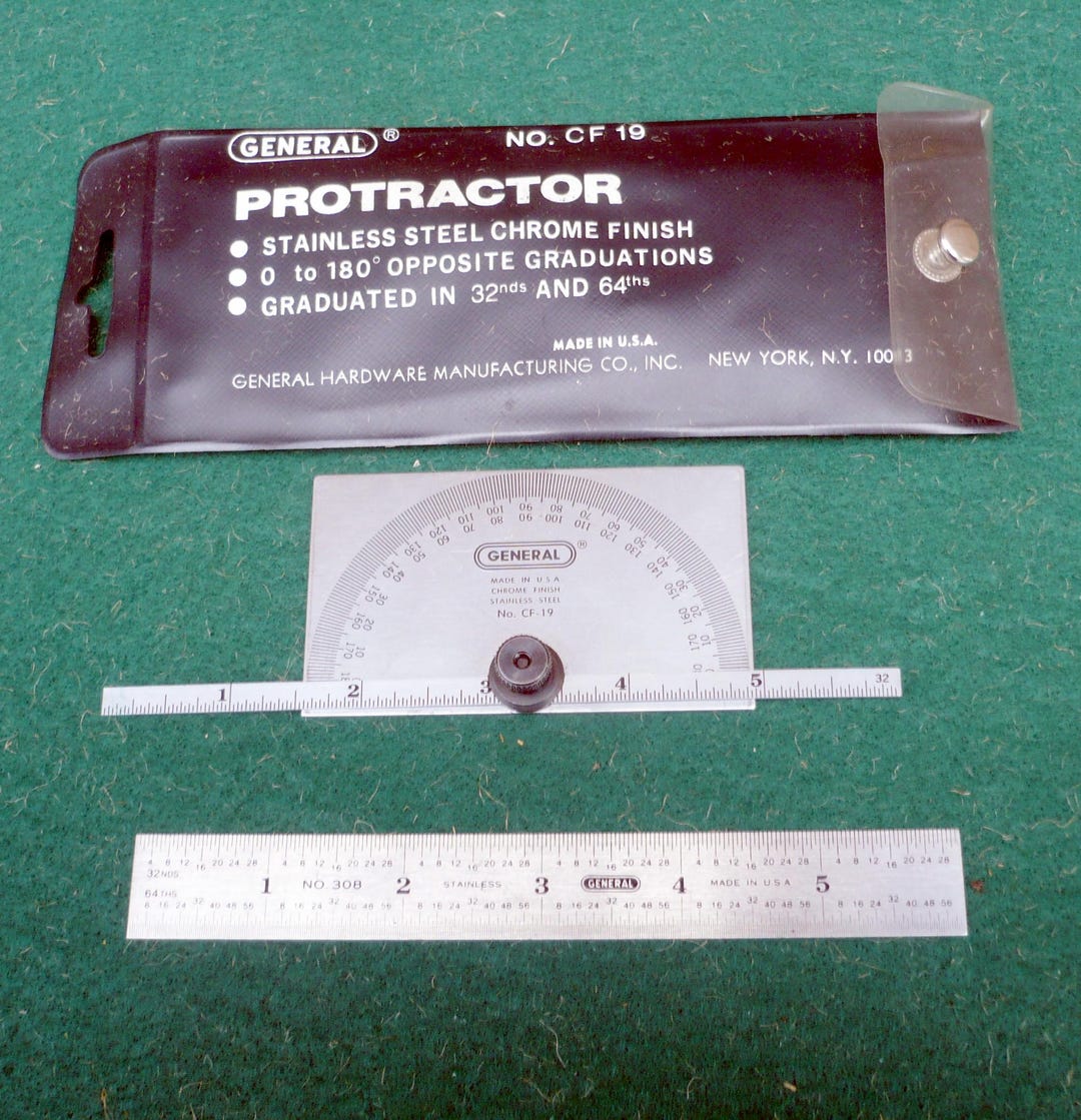 GENERAL Chrome Finish Stainless Steel Protractor & Six Inch Rule - Etsy