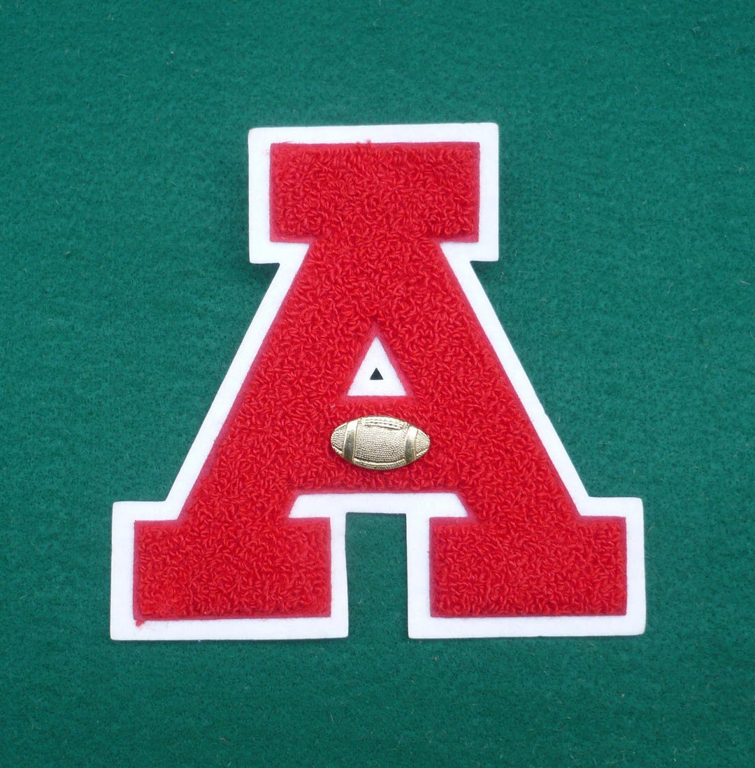 Vintage Chenille Letterman Letter + Football Pin - Etsy