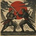 Samurai Vs Ninja Digital Wall Art - Japanese Duel Red Sun Poster ...