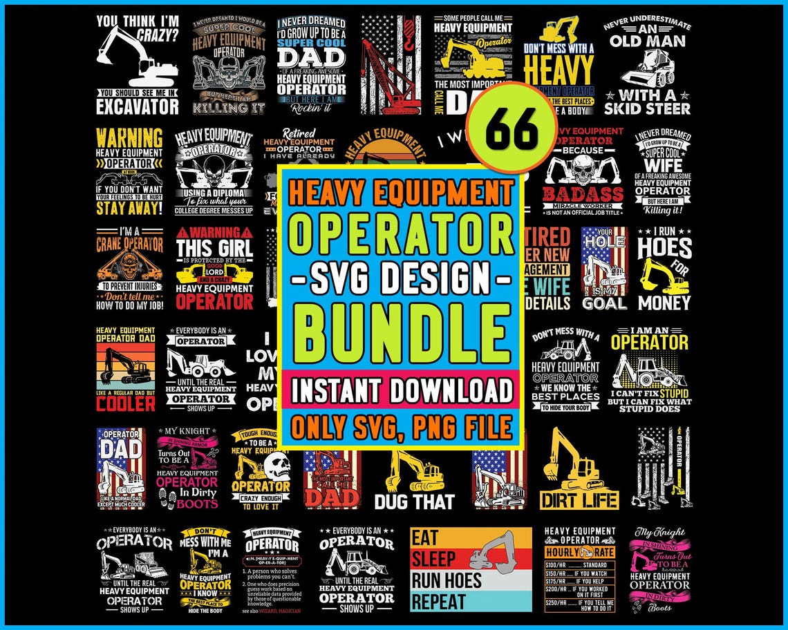 Heavy Equipment Operator SVG Bundle, Construction, Crane Designs (SVG ...