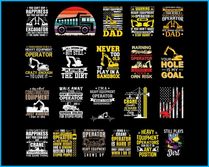 Heavy Equipment Operator SVG Bundle, Construction, Crane Designs (SVG ...