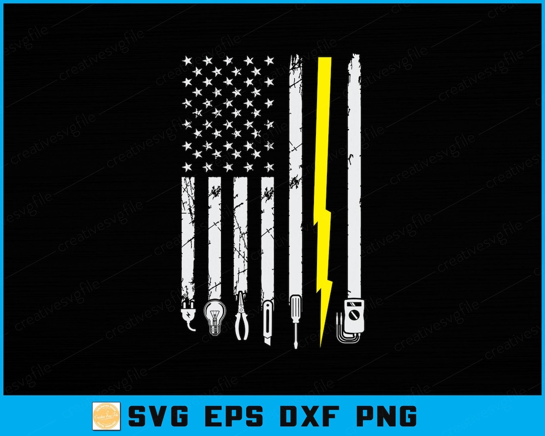 American Flag Electrician SVG - Patriotic 4th of July Cutting File - Etsy