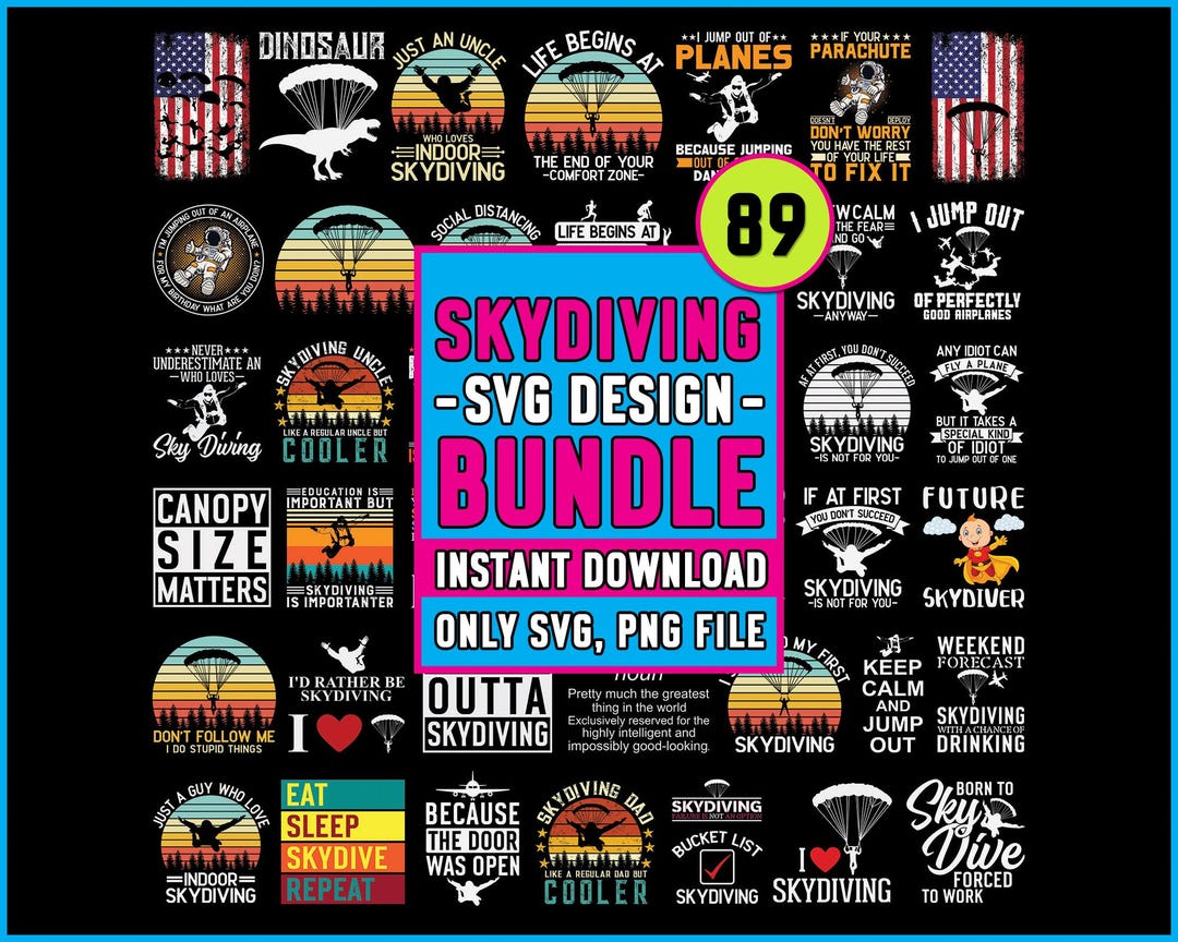Skydiving SVG Bundle, Parachute Jump SVG Digital Cutting File for ...