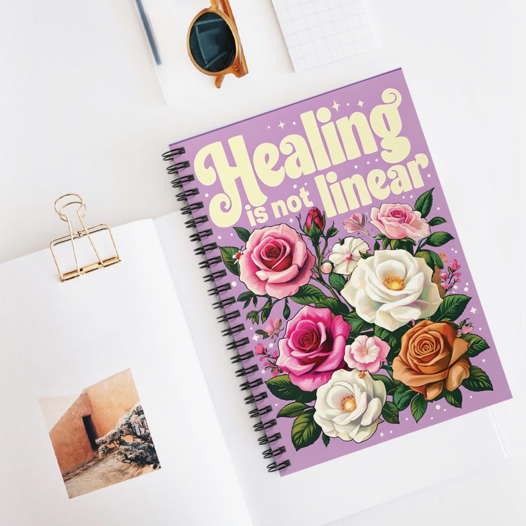 Healing is Not Linear Floral Spiral Notebook, Motivational Journal for ...