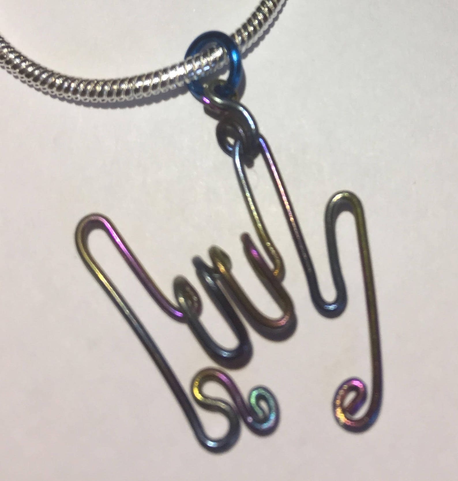Sign Language ILY (I Love You) Pendant Niobium Rainbow Wire - Etsy