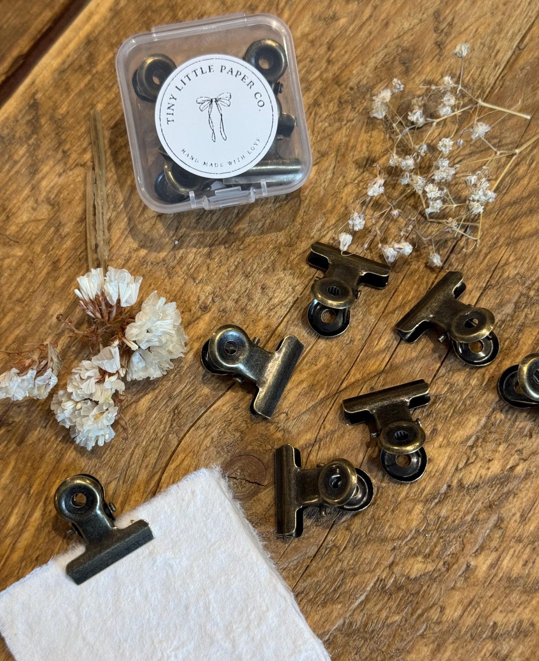 Box of 6 Mini Antique Brass Bulldog Clips, Junk Journaling Supplies ...