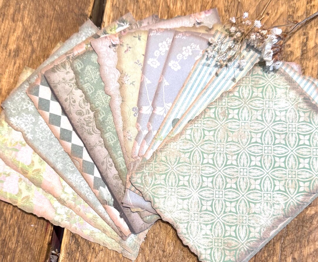 Bundle of 30 Sheets of Vintage Paper - Greens, Scrap Booking Papers ...