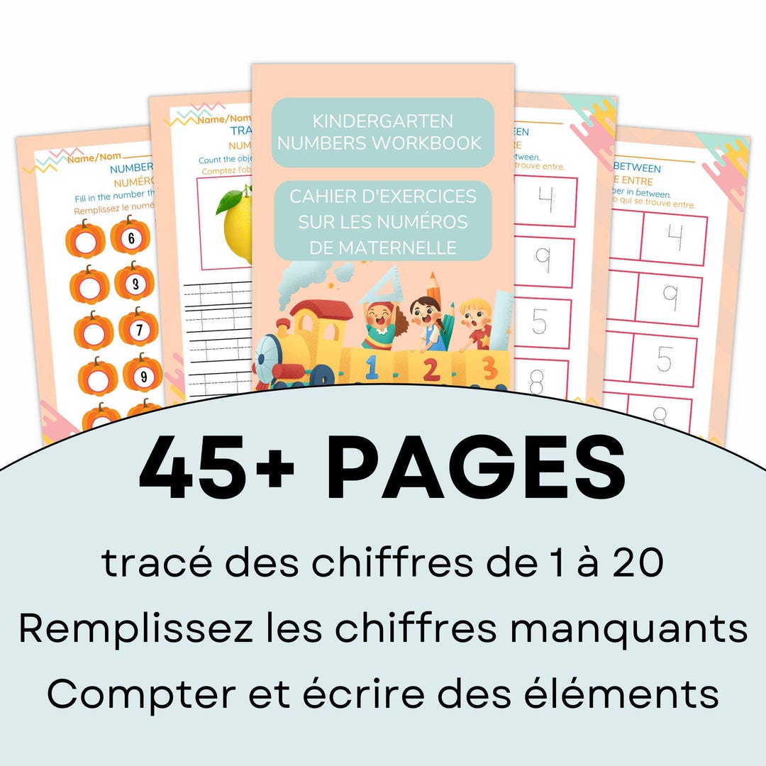 Bilingual French English Numbers Workbook: Kids Learning Activity (PDF ...