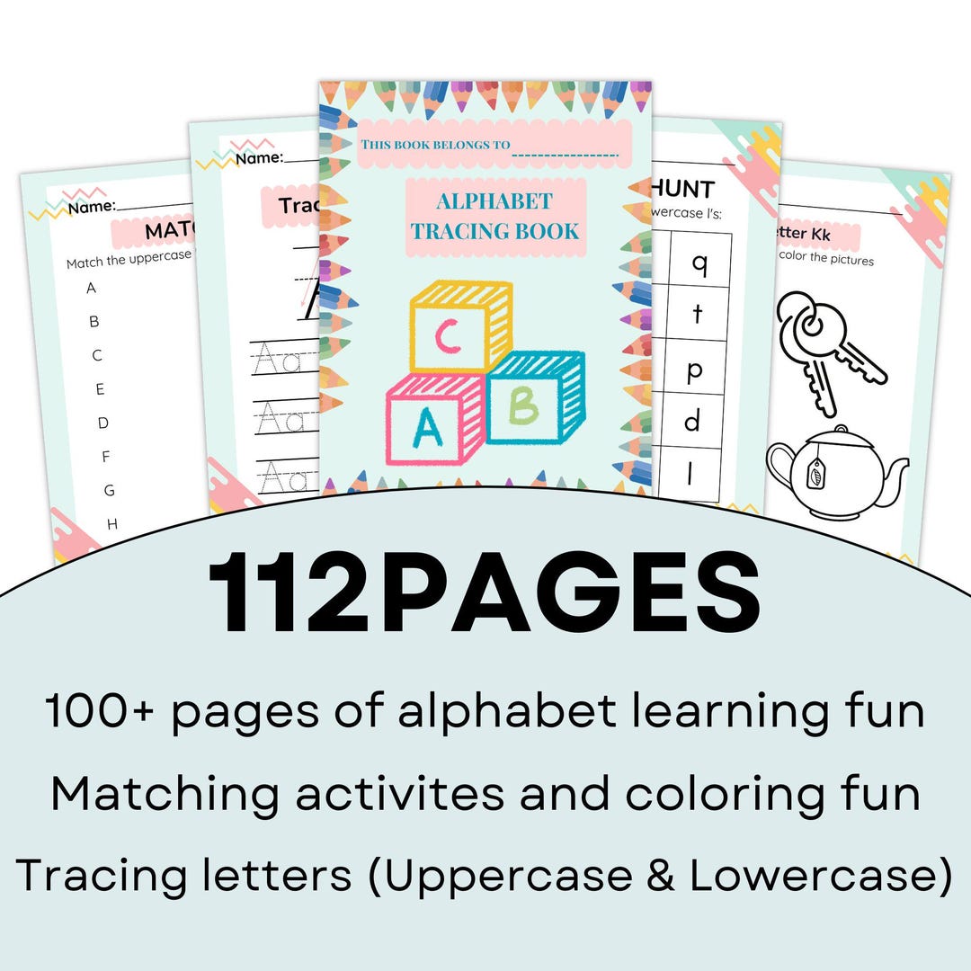 Alphabet Workbook PDF: Letter Tracing, Matching Activities - Preschool ...