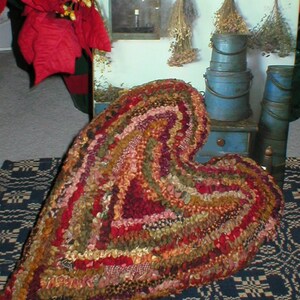 Rag Heart Hooked Rug Rue23paris Hooked Rag Heart - Etsy
