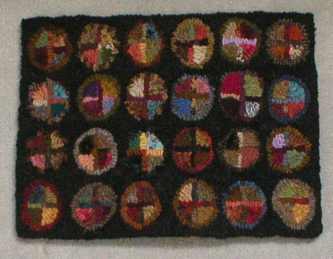 Hooked Rug Primitive Heavenly Stained Glass Penny Hooked Rug Rue23paris ...