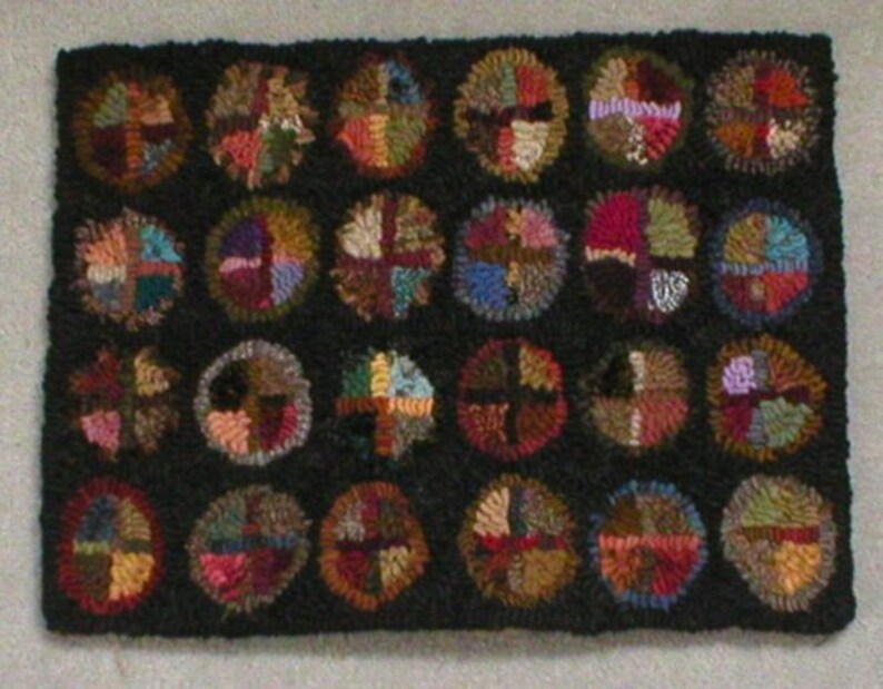 Hooked Rug Primitive Heavenly Stained Glass Penny Hooked Rug Rue23paris ...