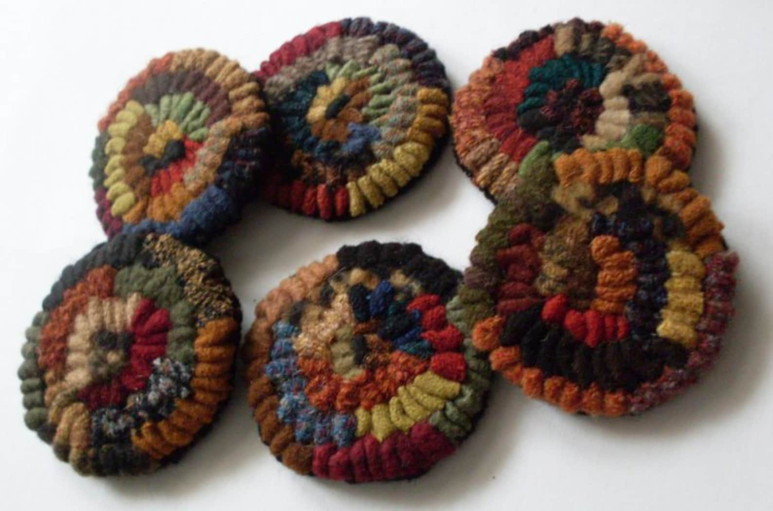 Hooked Rug 6 Penny Ornaments SALE Rue23paris Hooked Rug Ornaments - Etsy