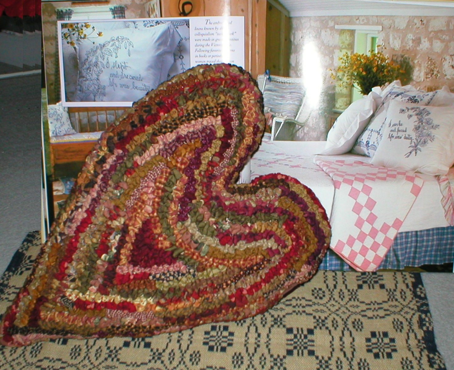 Rag Heart Hooked Rug Rue23paris Hooked Rag Heart | Etsy