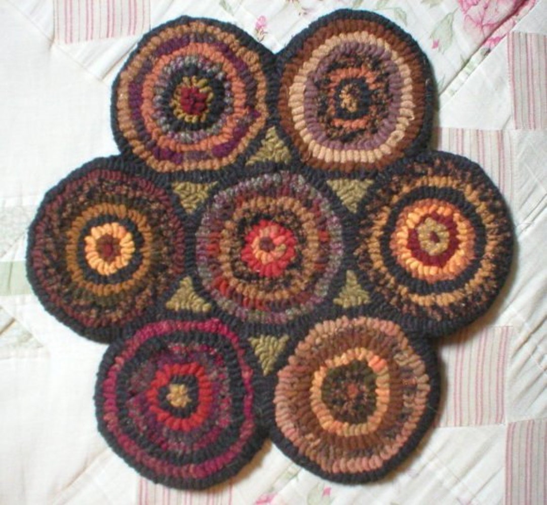 Hooked Rug 7 Penny Hooked Rug Rue23paris Hooked Rug Penny Mat - Etsy
