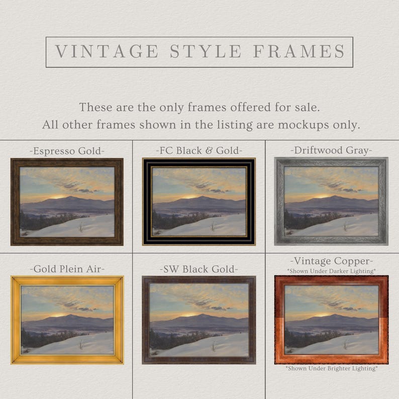 Winter Mountain Painting | Vintage Snowy Landscape Artwork ...