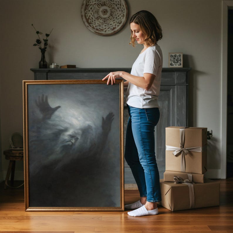 Moody Apparition Painting | Antique Ethereal Figure Artwork | Dark ...