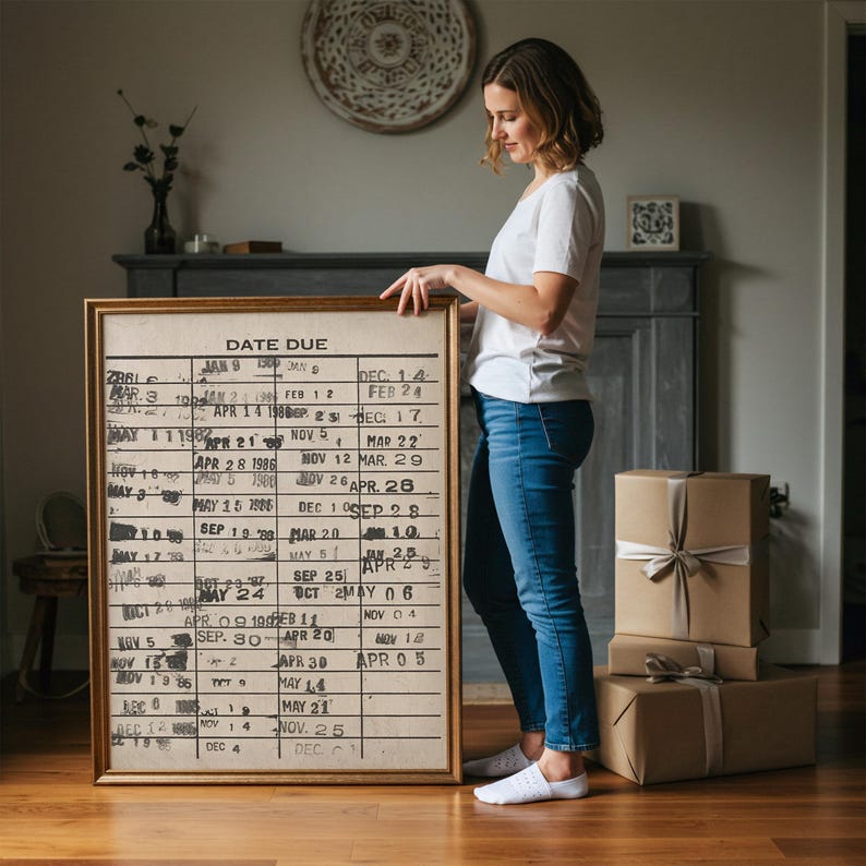 Vintage Library Card Artwork | Retro Book Due Date Print | Antique ...