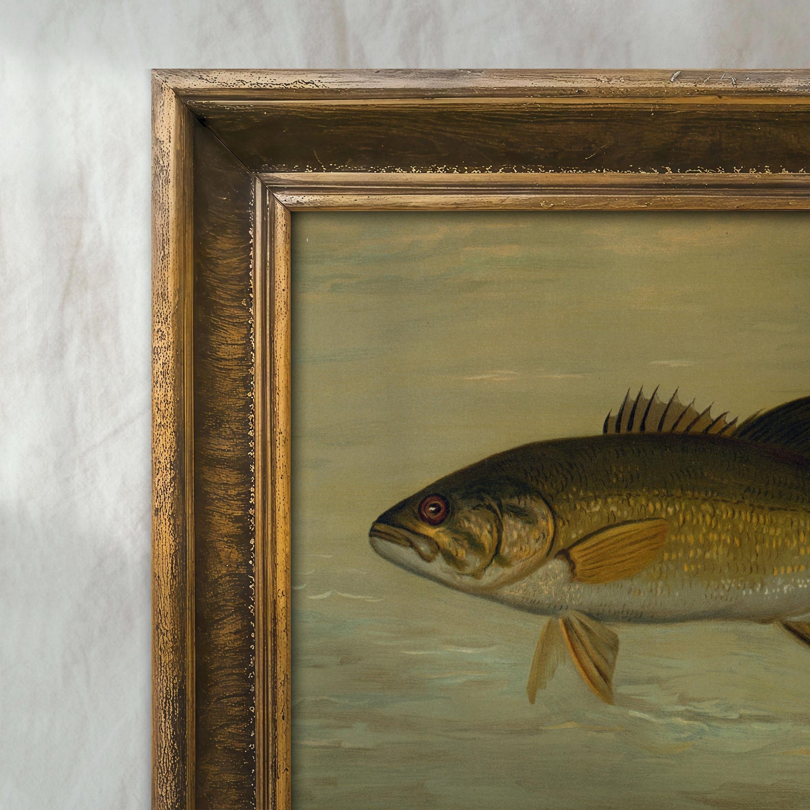 Vintage Bass Oil Painting | Antique Fishing Artwork | Lake House Fish ...