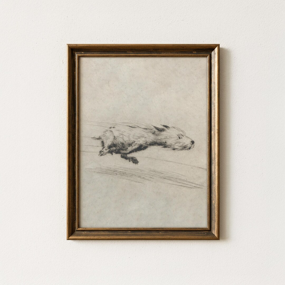Dog With Zoomies | Rustic Dog Portrait Drawing | Minimalist Pet Terrier ...