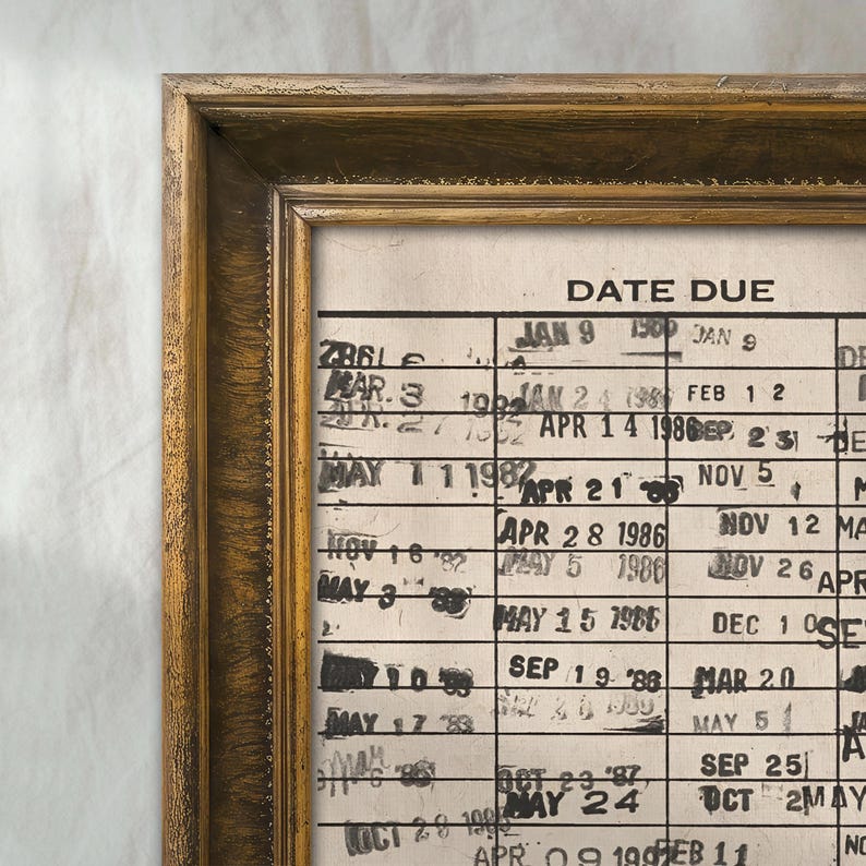 Vintage Library Card Artwork | Retro Book Due Date Print | Antique ...