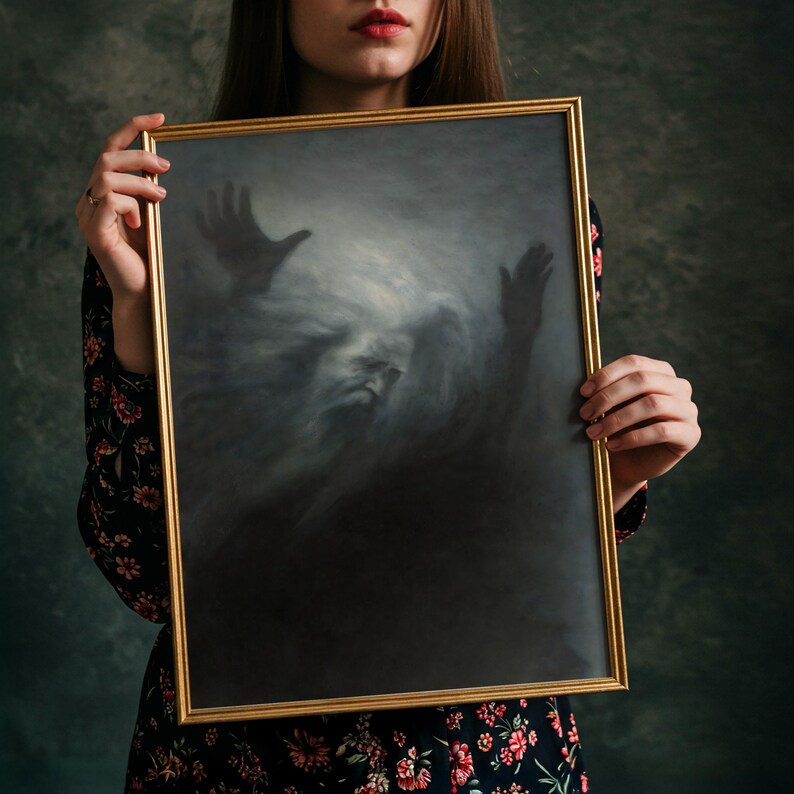 Moody Apparition Painting | Antique Ethereal Figure Artwork | Dark ...