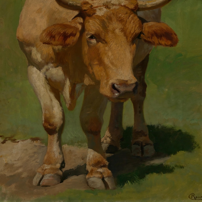Rustic Cow Painting | Vintage Farm Livestock Artwork | Antique ...