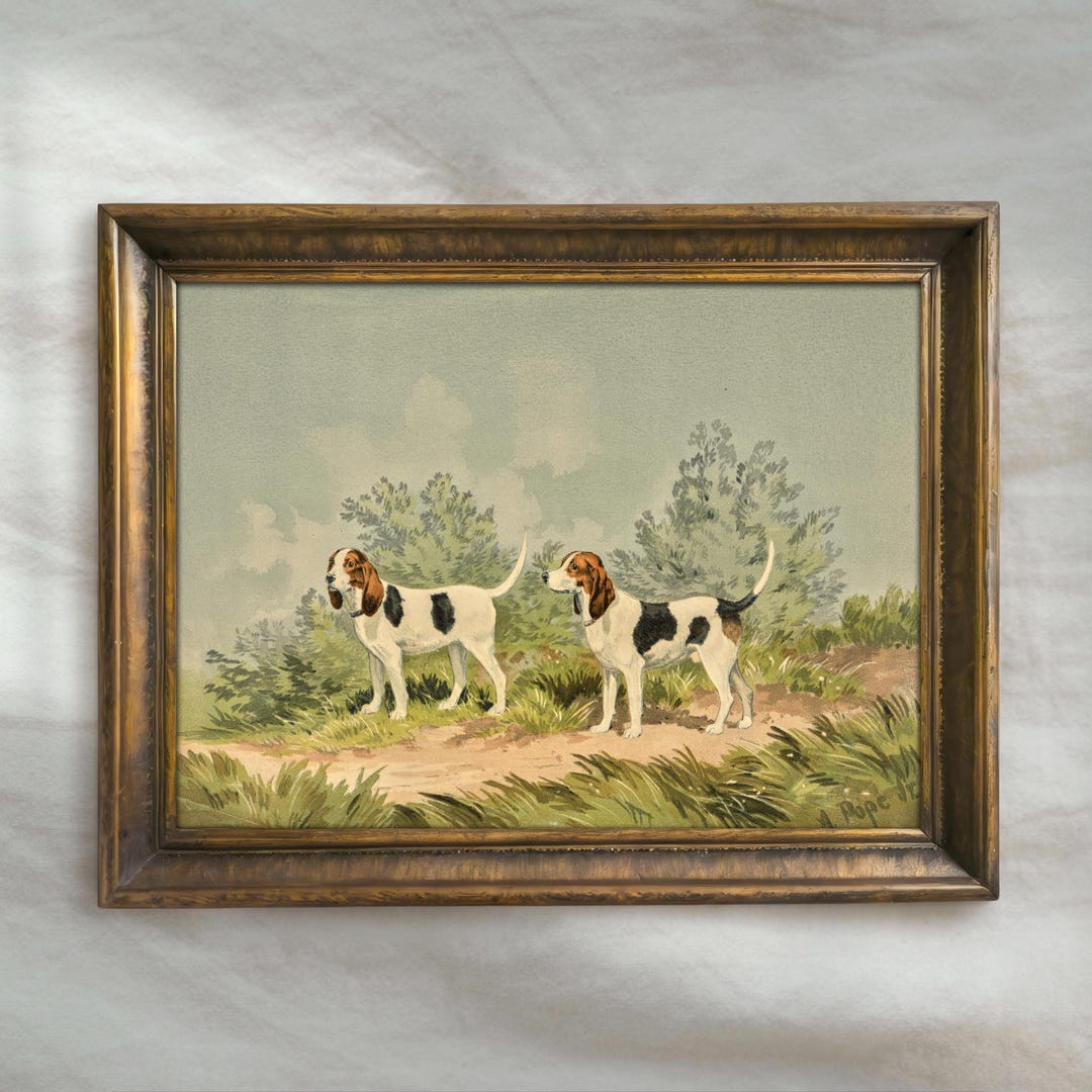 Vintage Beagle Dogs Painting | Antique Hunting Hound Artwork ...