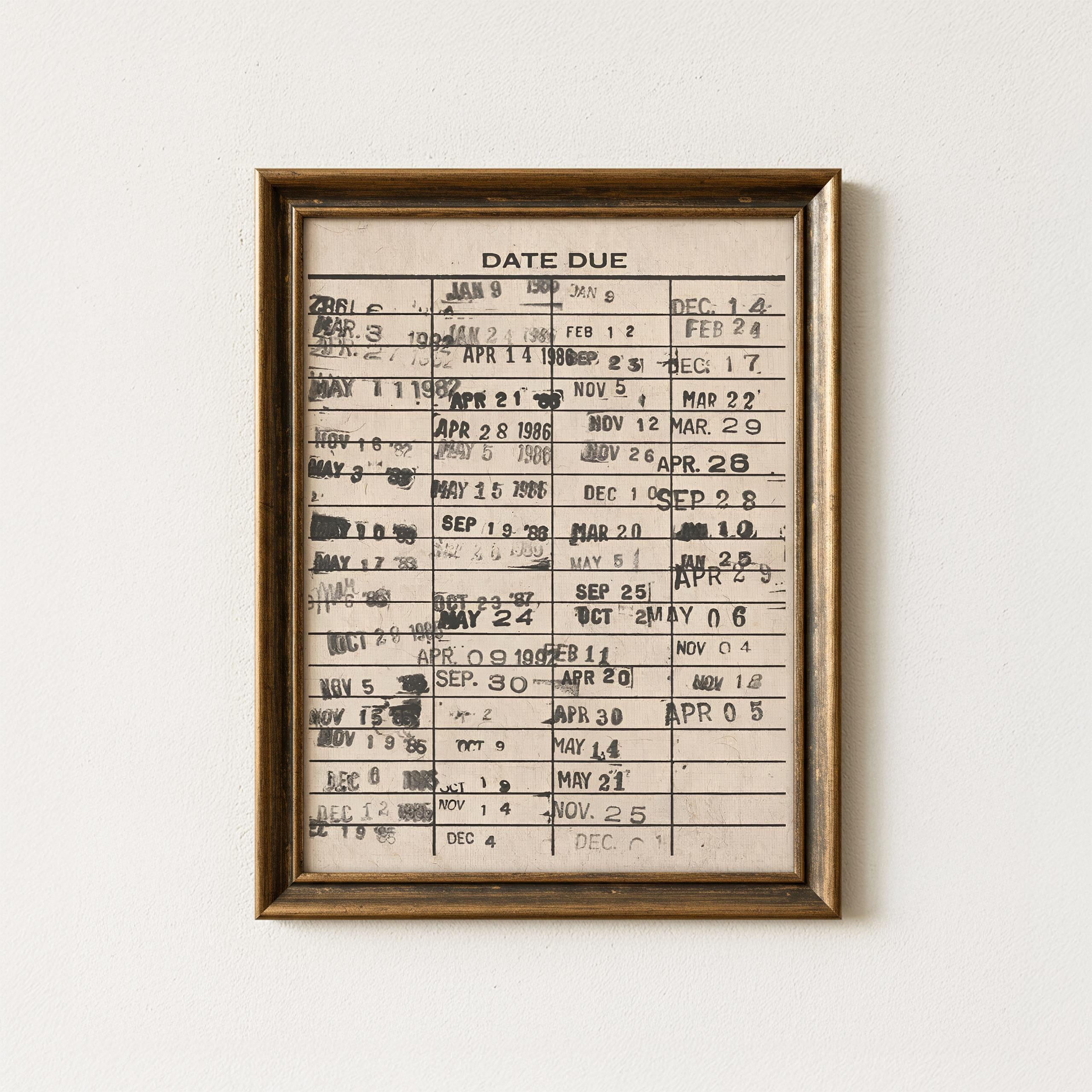 Vintage Library Card Artwork | Retro Book Due Date Print | Antique ...