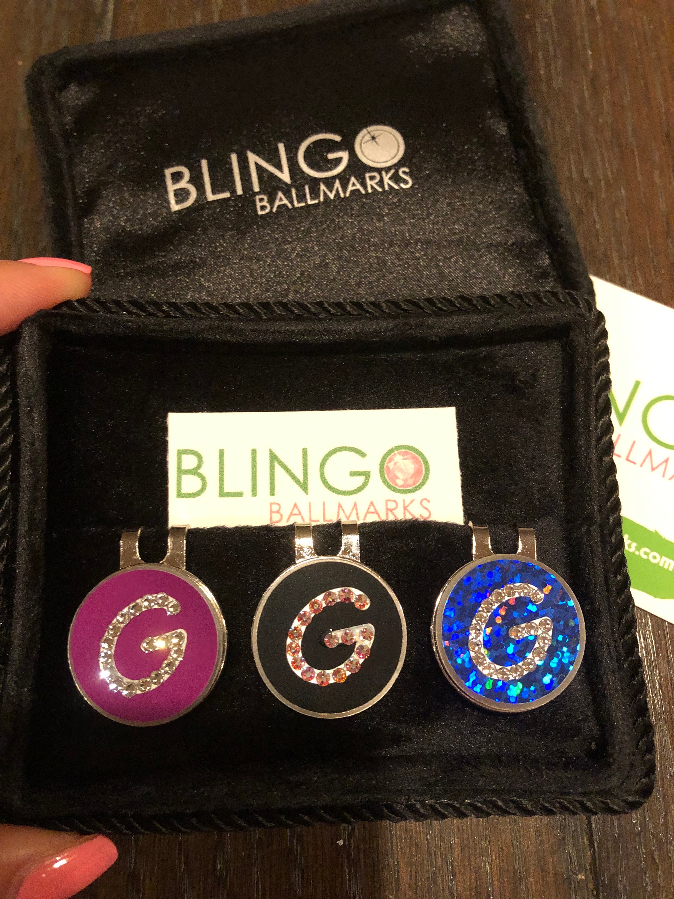 Initial Blingo Ball Marker With Hat Clip - Genuine Crystal Ladies Golf ...