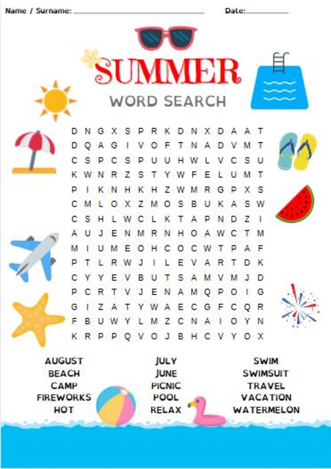Word Search Exercise - Etsy