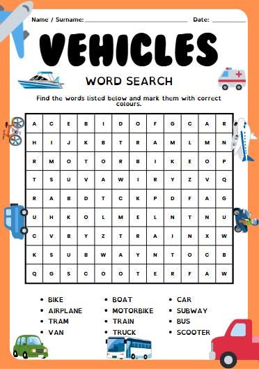 Word Search Exercise - Etsy