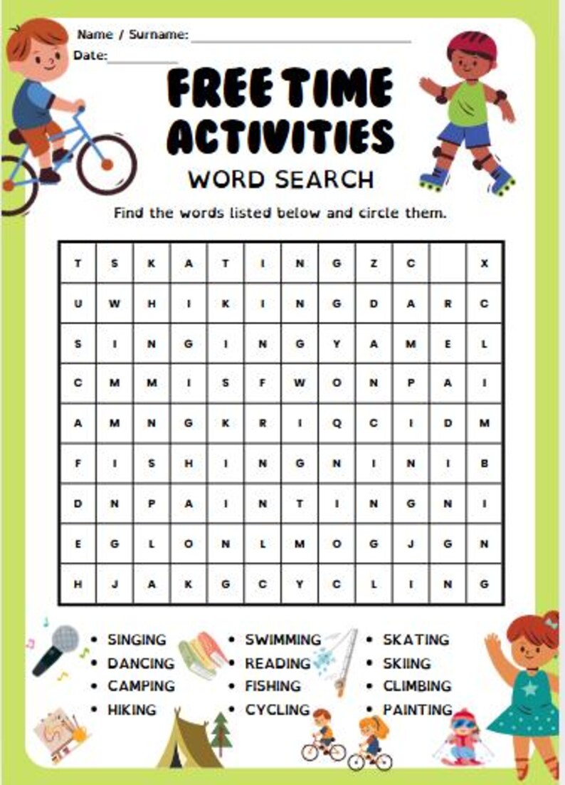 Word Search Exercise - Etsy