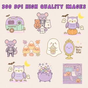 Pastel Halloween Clip Art Bundle, Cute Kawaii Ghosts, Pumpkins, Witches ...