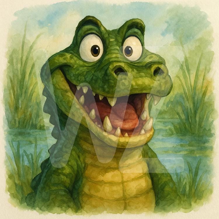 Chomp the Cheerful Gator Wall Art - Canvas - Etsy