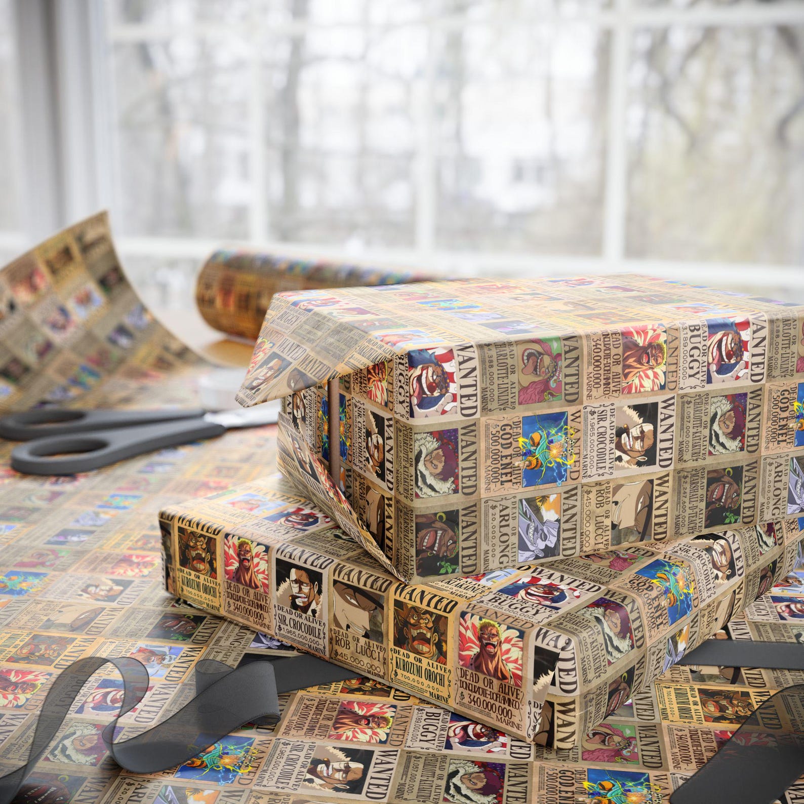 Anime One Piece Villains Wrapping Paper - Villains Wanted Posters Gift ...