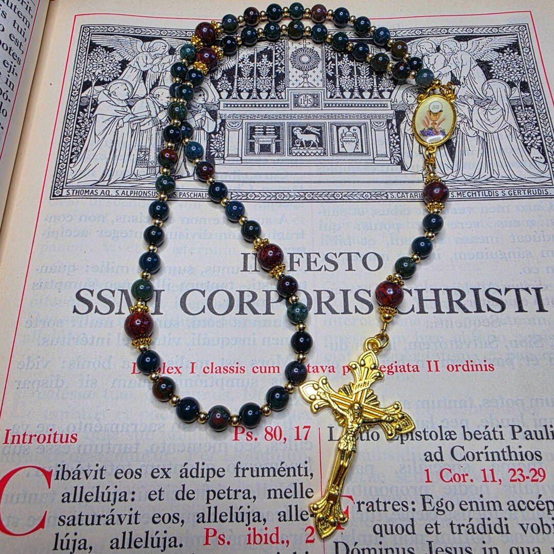 Bloodstone & Poppy Jasper Rosary | Gold-tone Findings | Handmade ...