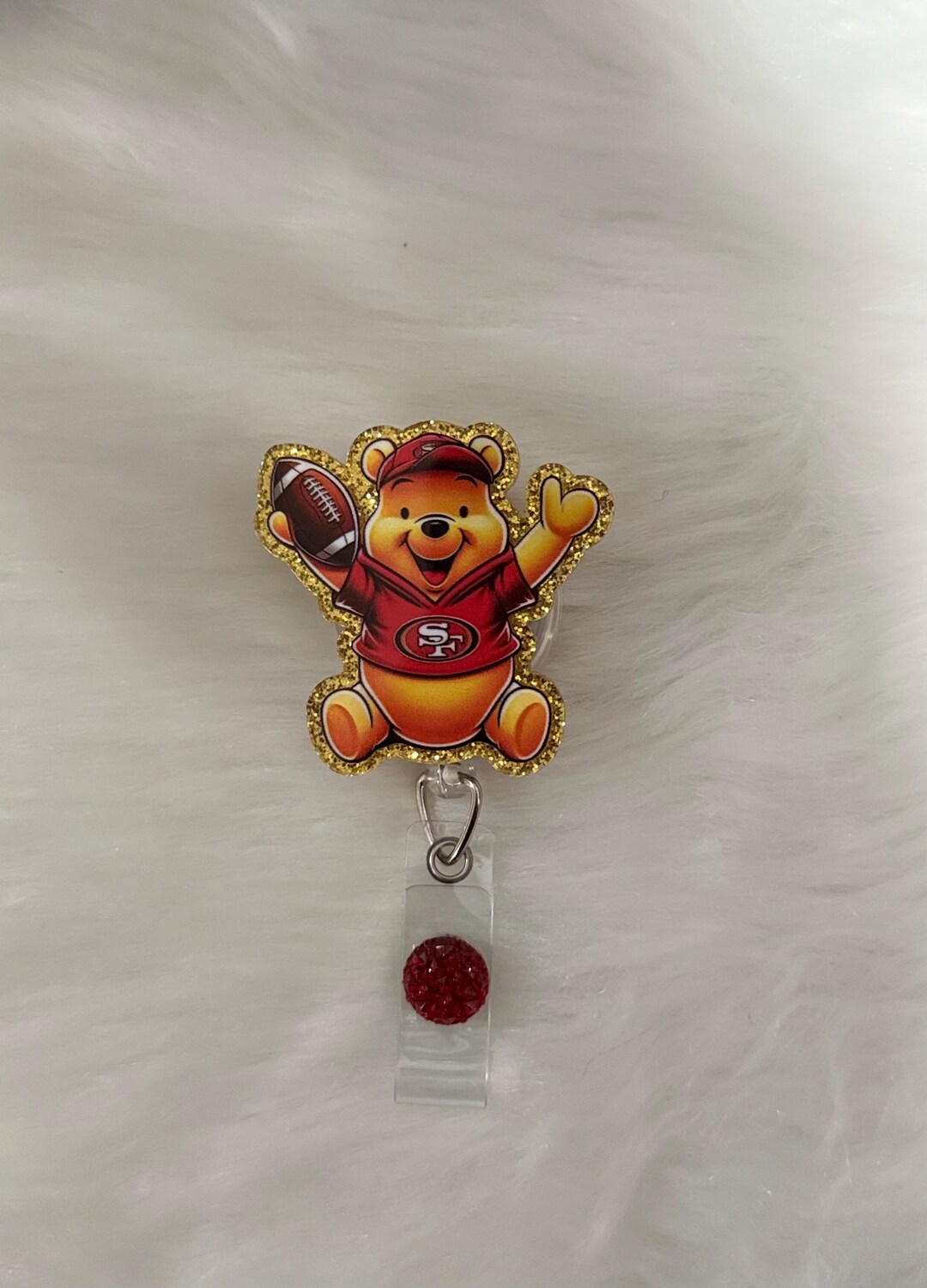 Football Pooh Bear1badge Reel - Etsy