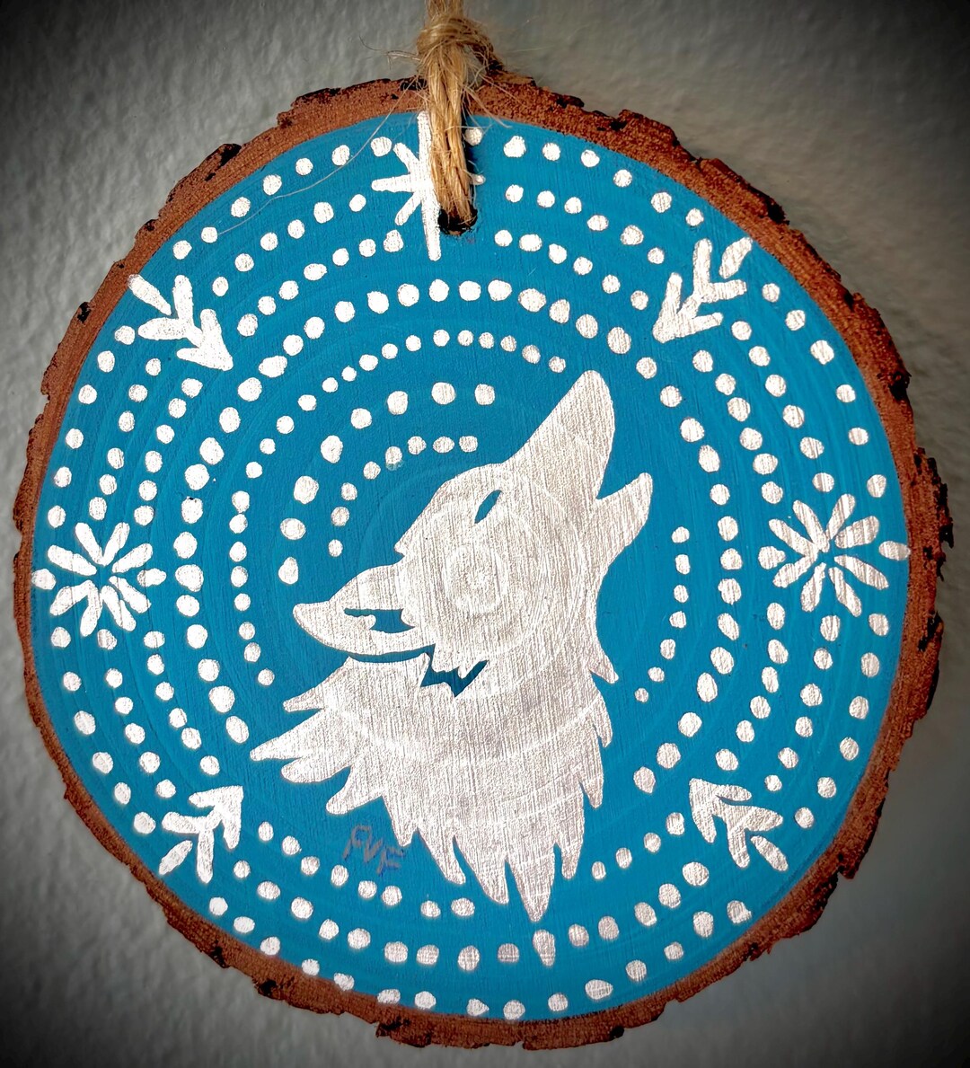 Hand-painted Howling Wolf Wood Ornament: Rustic Folk Art, "little Woof ...