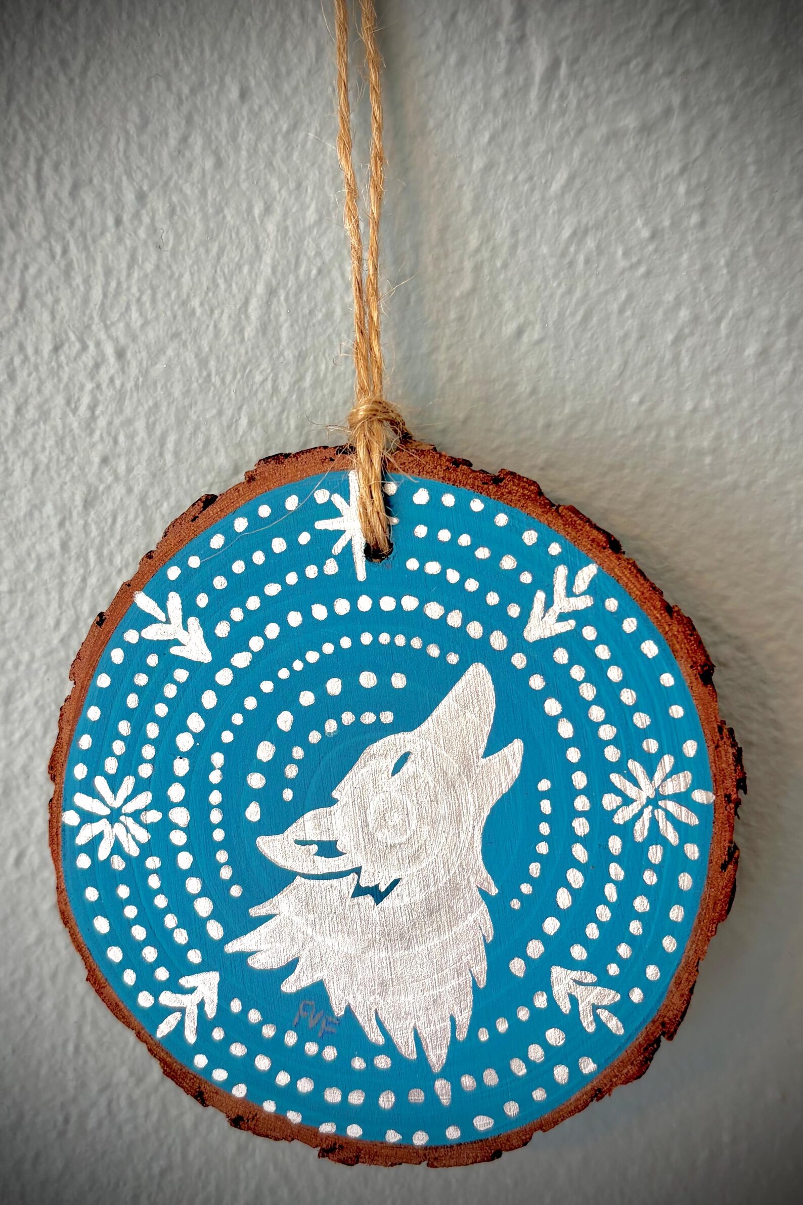 Hand-painted Howling Wolf Wood Ornament: Rustic Folk Art, "little Woof ...