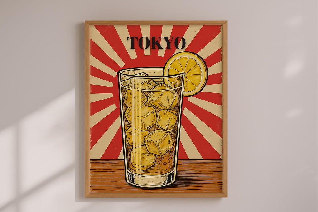 Tokyo Highball Cocktail Art Print – Vintage Japan Bar Poster, Japanese ...