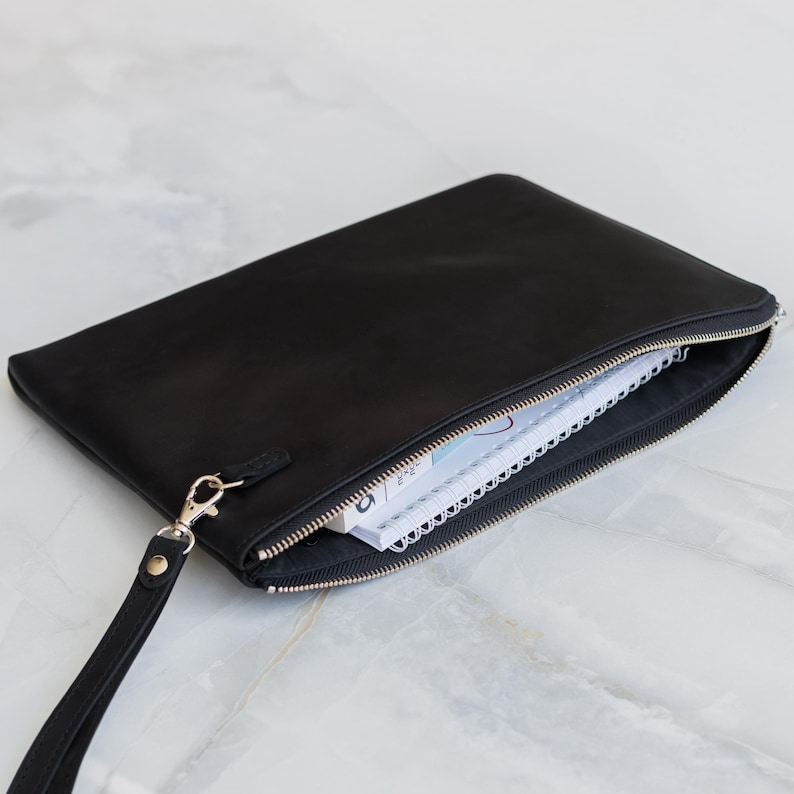 Custom Leather Document Holder, Zipper Document Organizer A4, Leather ...