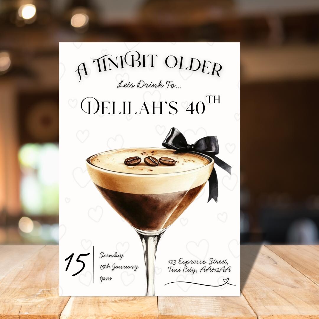 Espresso Martini Birthday Invite | 40th Cocktail Party Digital Download ...