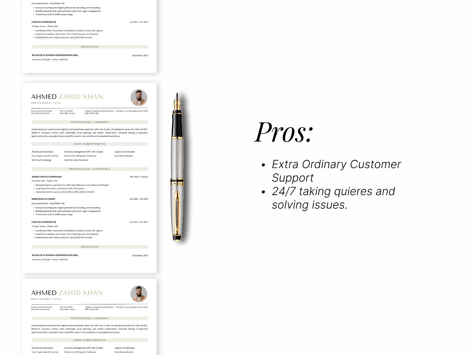 UAE Resume Template | Editable CV & Cover Letter in Word + Canva - Etsy