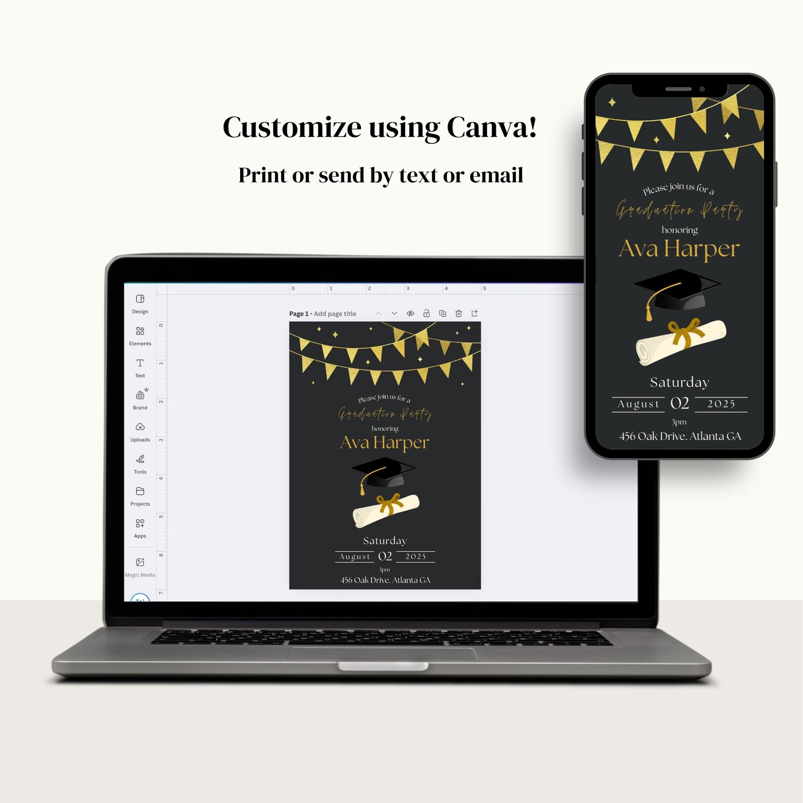 Get Ready to Celebrate - 2025 Graduation Invite Template in Elegant ...