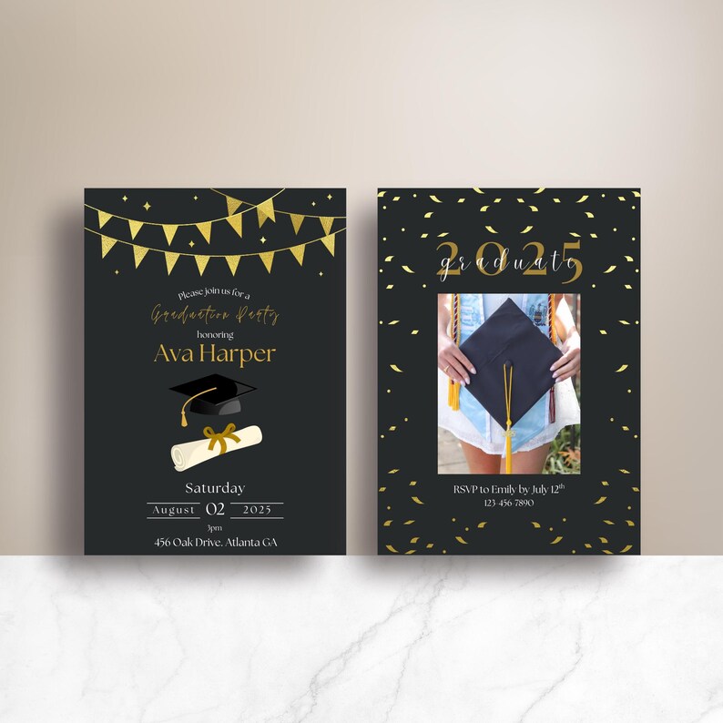 Get Ready to Celebrate - 2025 Graduation Invite Template in Elegant ...