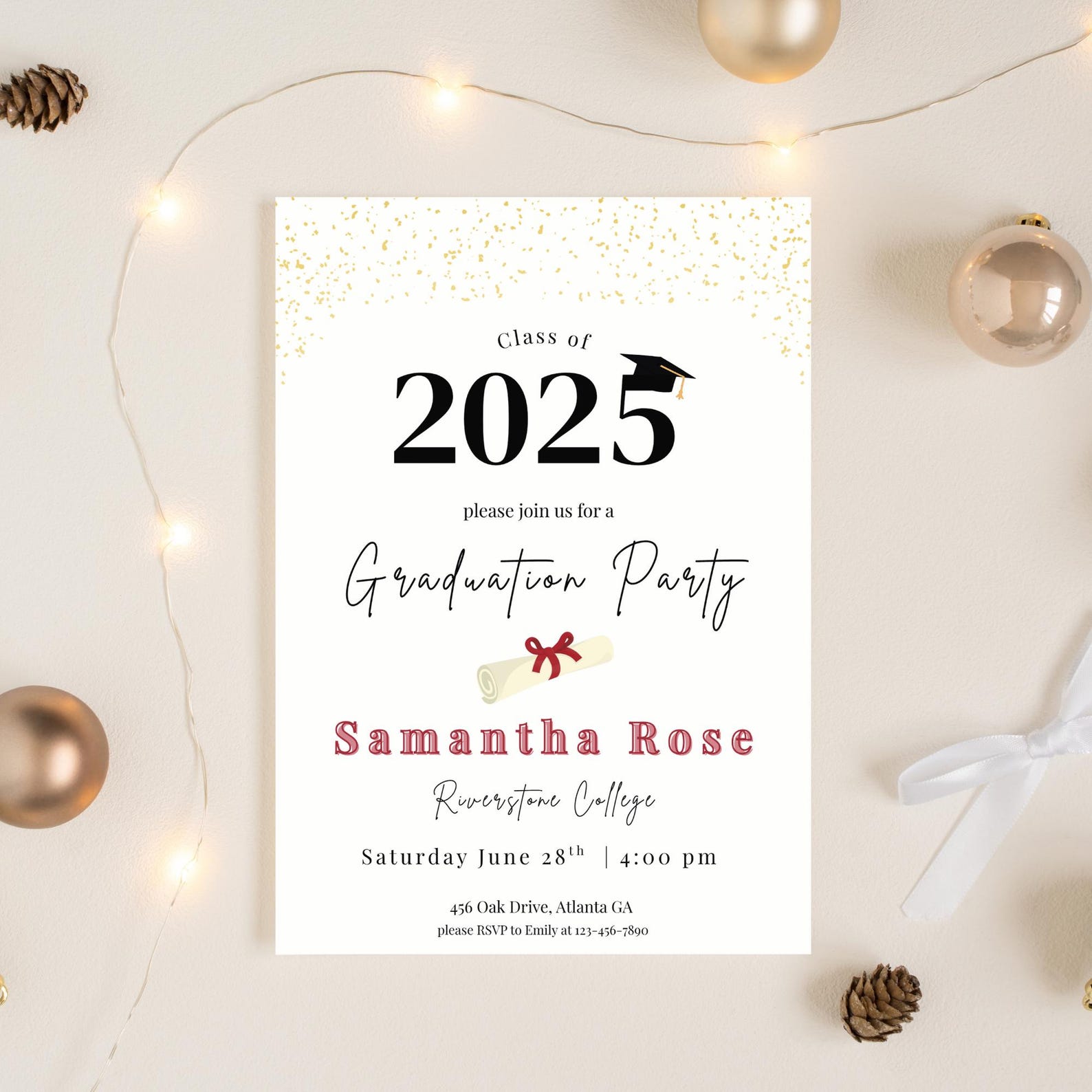 Celebrating the Class of 2025 | Editable Graduation Party Invitation ...