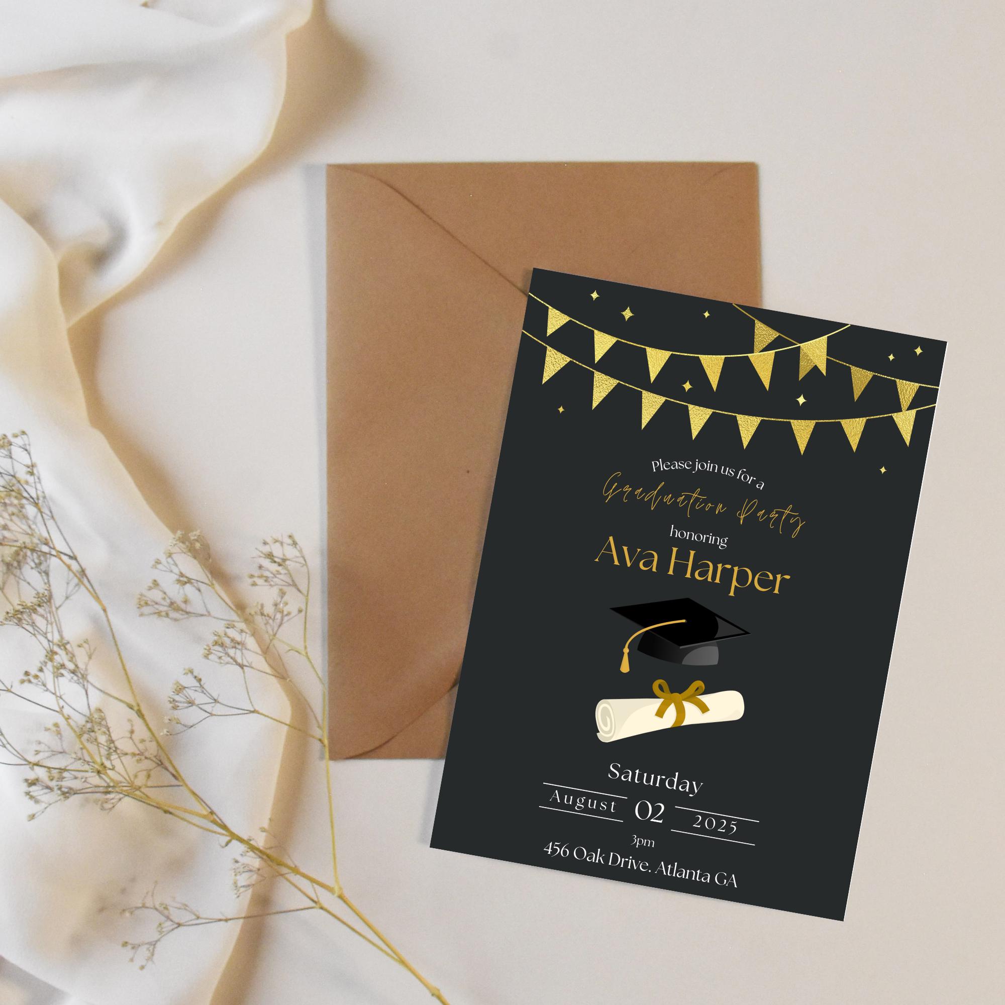Get Ready to Celebrate - 2025 Graduation Invite Template in Elegant ...