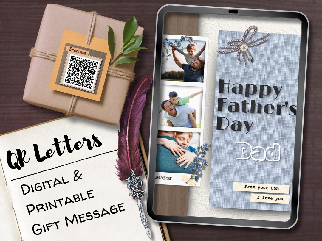 Father’s Day QR Letter™ – Light Blue Editable Canva Template ...