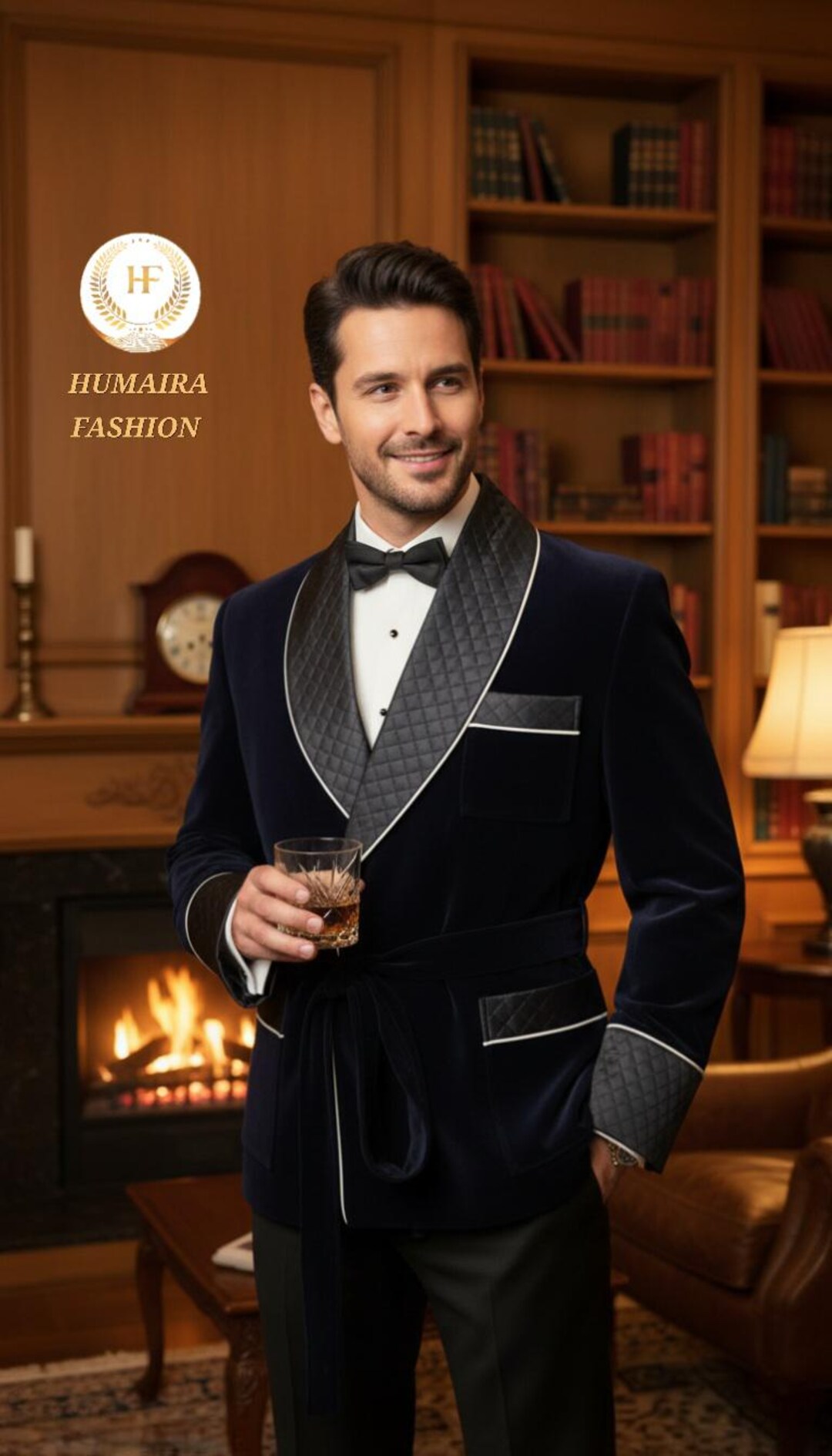 Blue Velvet Robe: Black Quilted Lapel, Bespoke Style Robe - Etsy